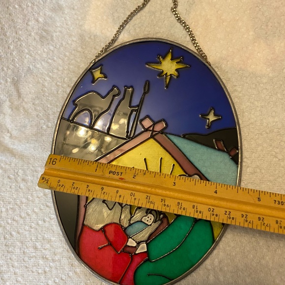 Holiday | Nativity Stained Glass Baby Jesus In Manger Joseph Mary Holy ...